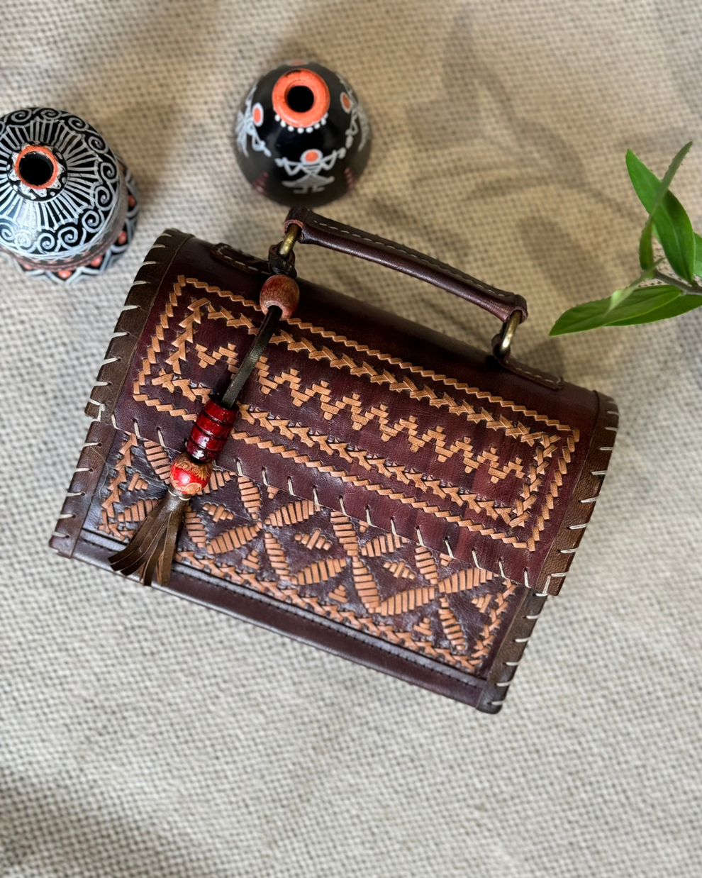 Gujarati Traditional Leather Bag - Kutch print Unique Handbag for Wome ...